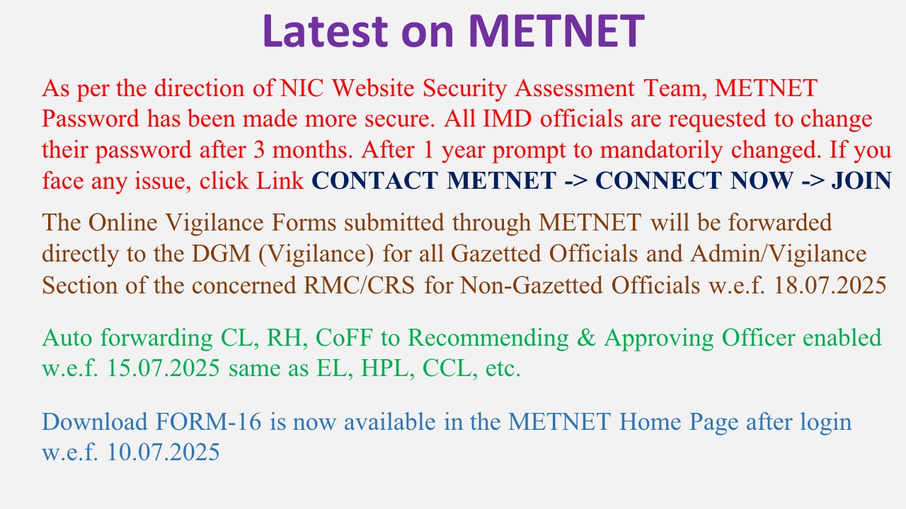 METNET : An e-Governance Intra-IMD Portal